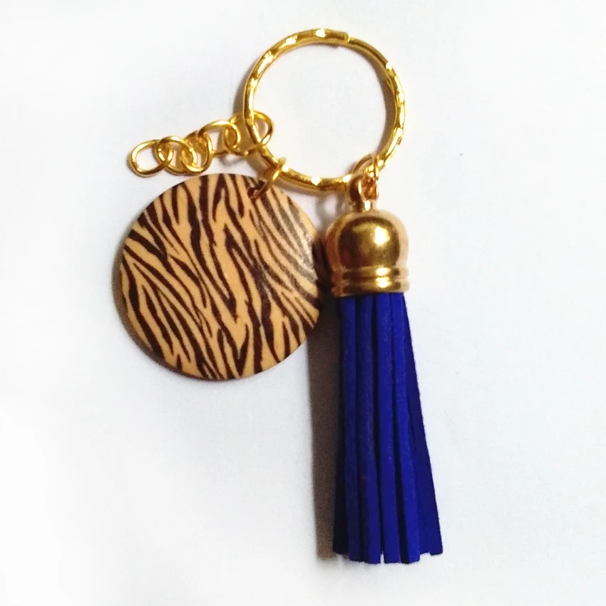 2018 New Style Suede Tassel Key Ring Wood Cake Tassel Key Chain Tassel Keychains Gold Chains