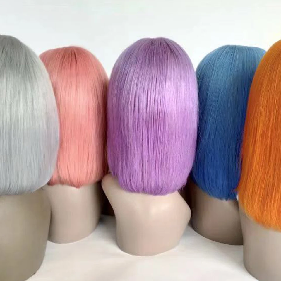 Peluca de Bob Rosa pelucas frontales de encaje Rubio Peluca de pelo ...