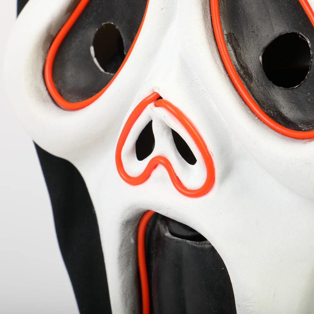 Halloween Ghost Face Mask Costume Luminous Scream Adult Scary Horror ...