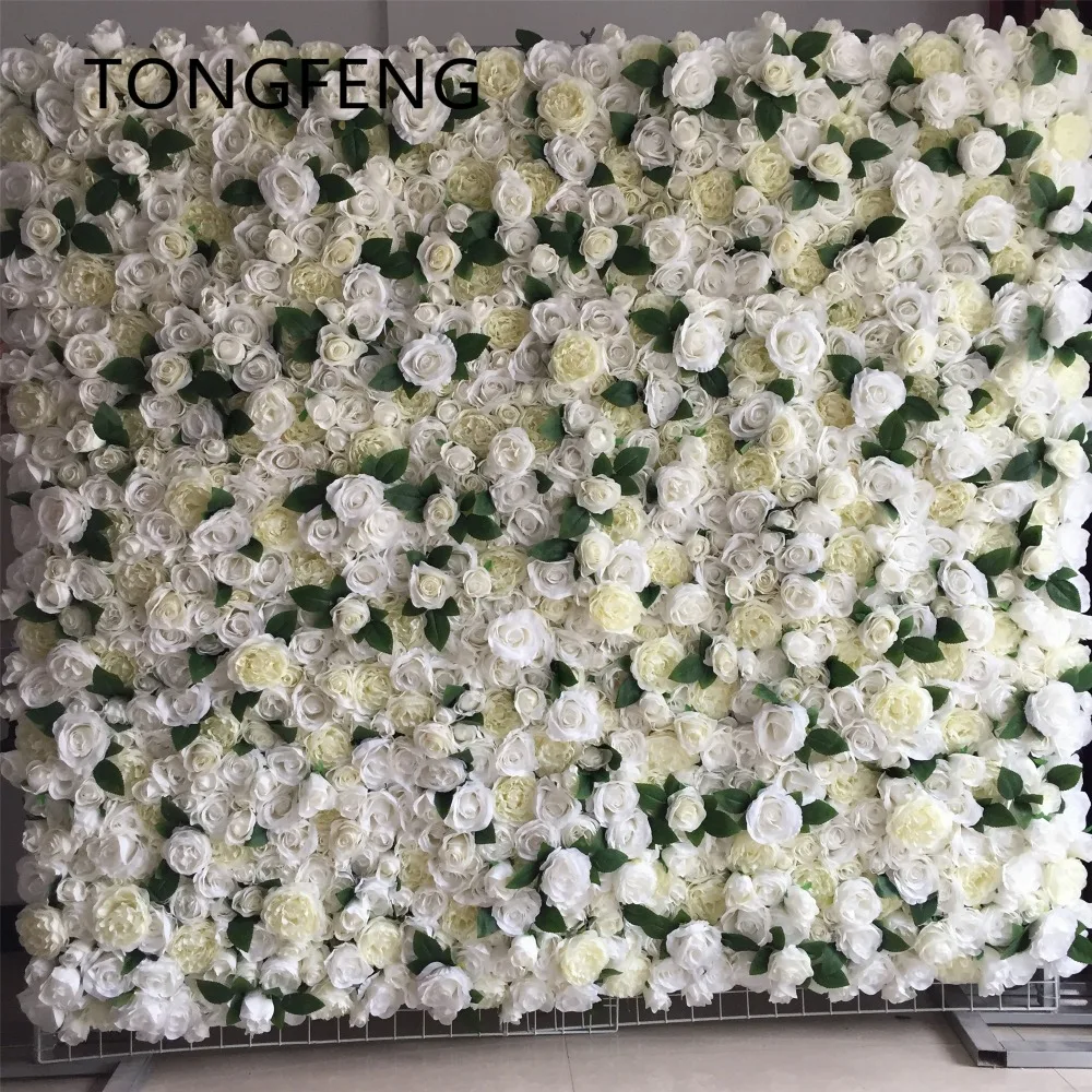 TONGFENG 3D Flower Wall Panel Arch Runner Fleurs Artificial Silk Rose ...