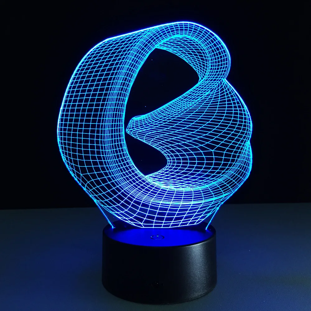 Acrylic 7 Colors Changing Abstract 3d Night Light Creative Remote Touch ...