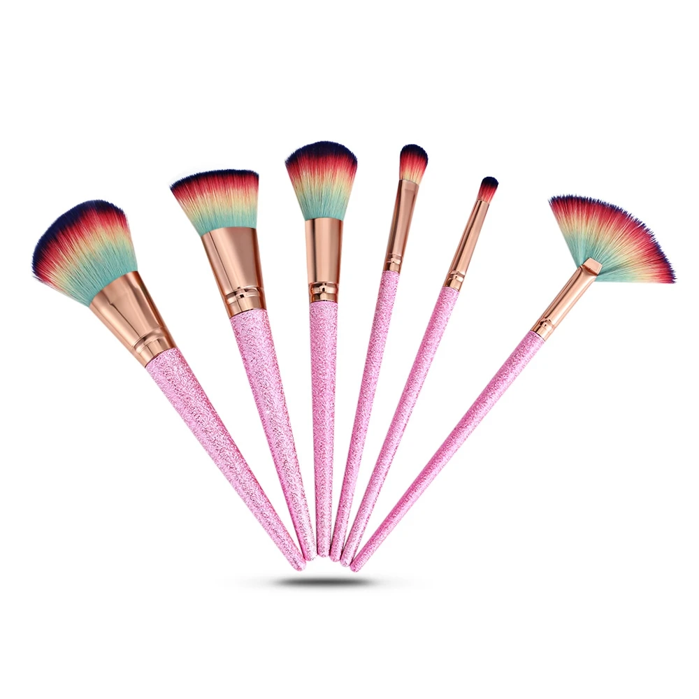 Gustala 6PCS Colorful Makeup Brush Set Colorized Fiber Makeup Tools ...