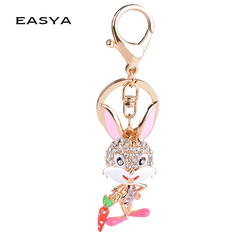 Bunny Keychain Lovely Cartoon Naughty Rabbit Rhinestone Metal Key Ring ...