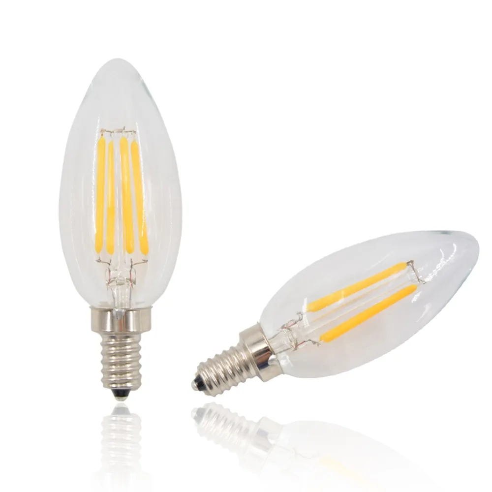 10pcs E12 4W C35 Clear Dimmable LED Candle Light AC120V Warm White 2700K Vintage Edison LED ...