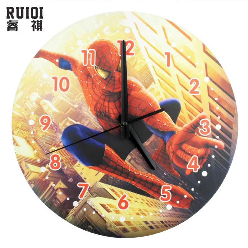 cartoon spider man 3d wall clock absolutely silent children room ...