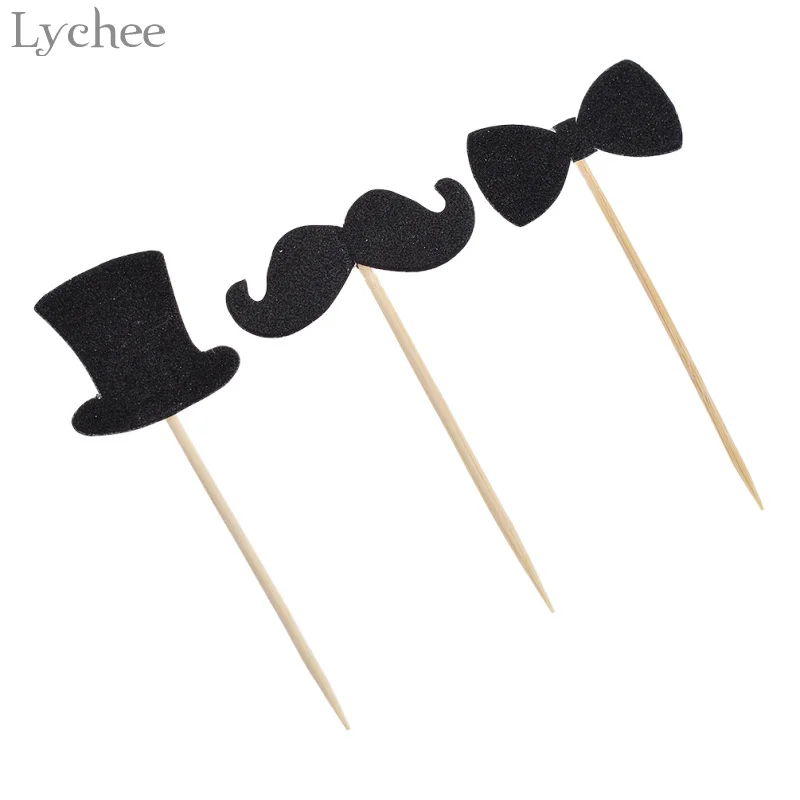 Lychee 20pcs Mr Tie Gentleman Hat Cake Topper Birthday Cupcake Toppers ...