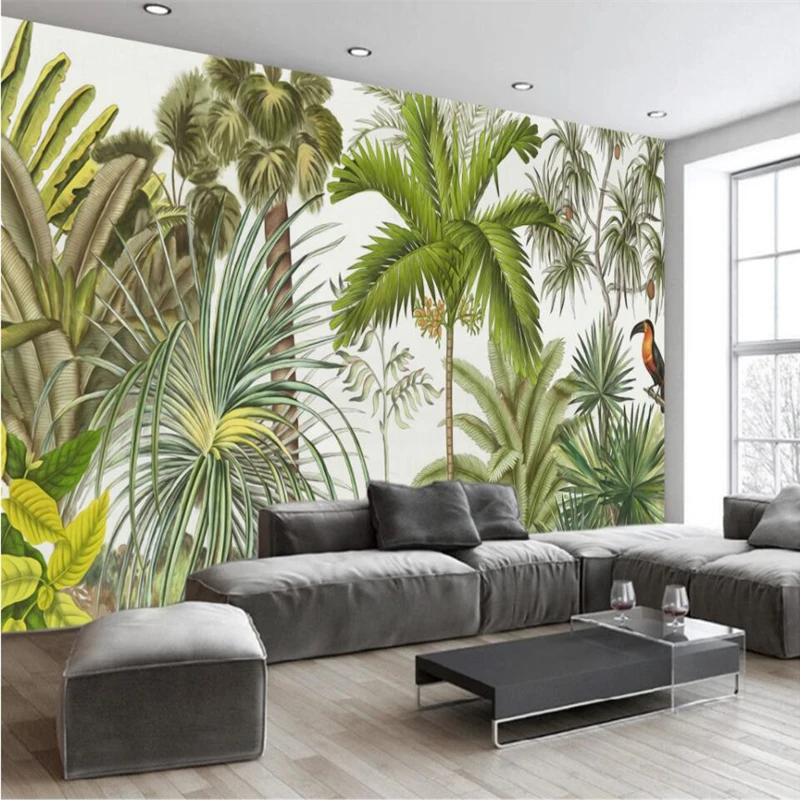 Beibehang Continental Retro Tropical Rainforest Living Room Backdrop