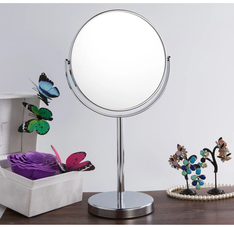 7 inch dual Side metal Round Shape 360 degree Rotating Cosmetic Mirror ...