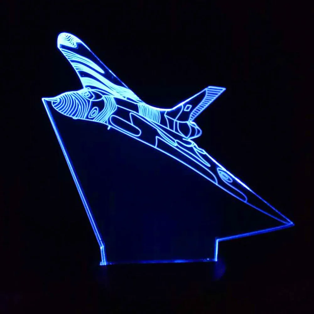 Aircraft 3D Night Light 7 Color Changing Mood Lamp Airplane LED USB 3D ...