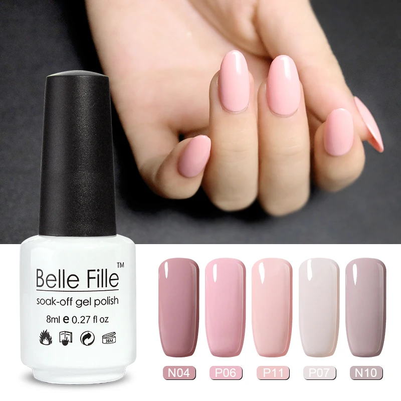 Belle Fille Polonês Unhas de Gel UV Soak Off Princesa Rosa Cor Nude Gel ...