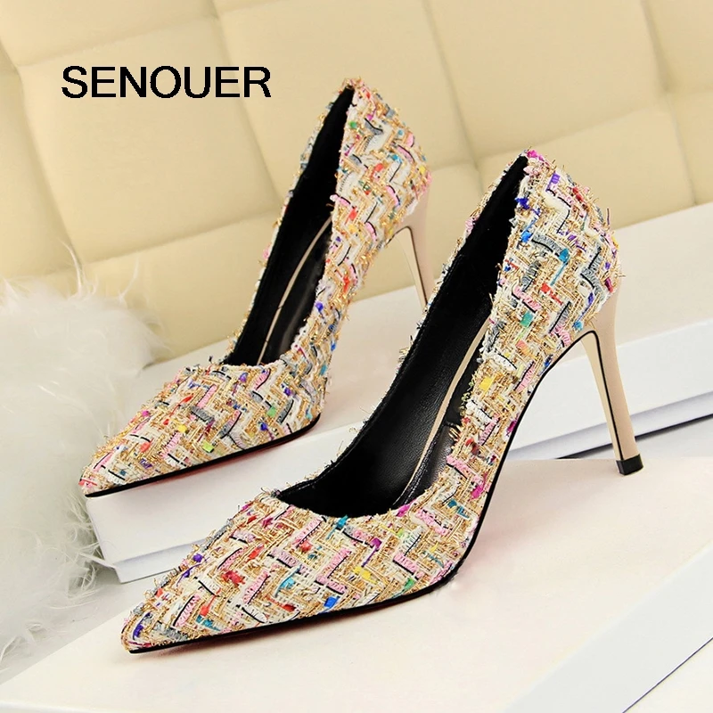 SENOUER Women Pumps Mixed Color High Heels Dress Shoes Women Colorful ...