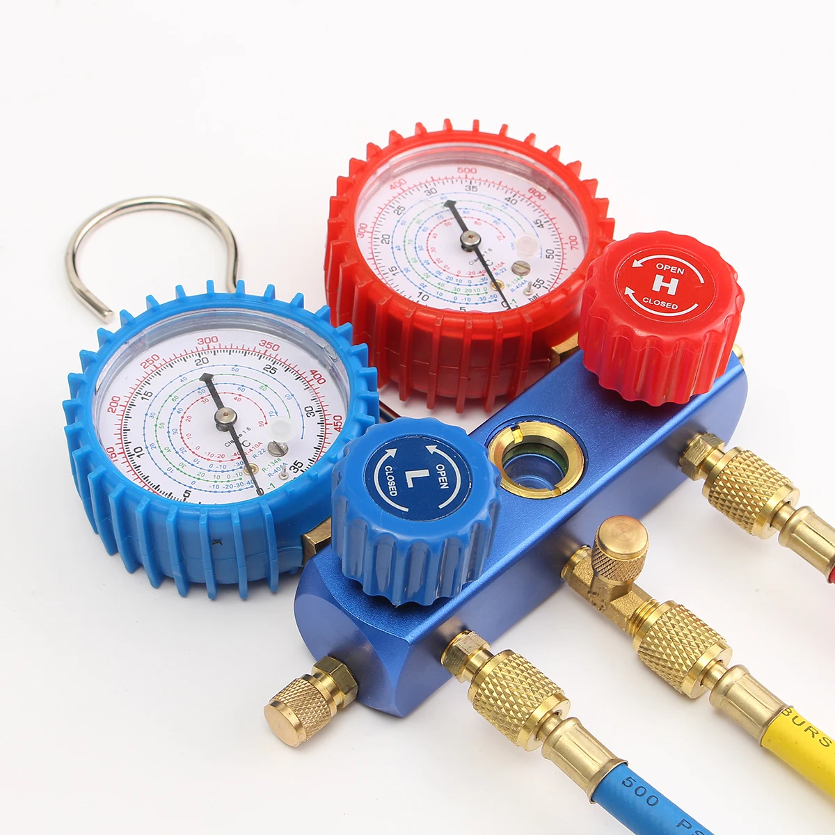 R134A HVAC A/C Refrigeration Kit AC Manifold Gauge 60" Hose Set Auto ...