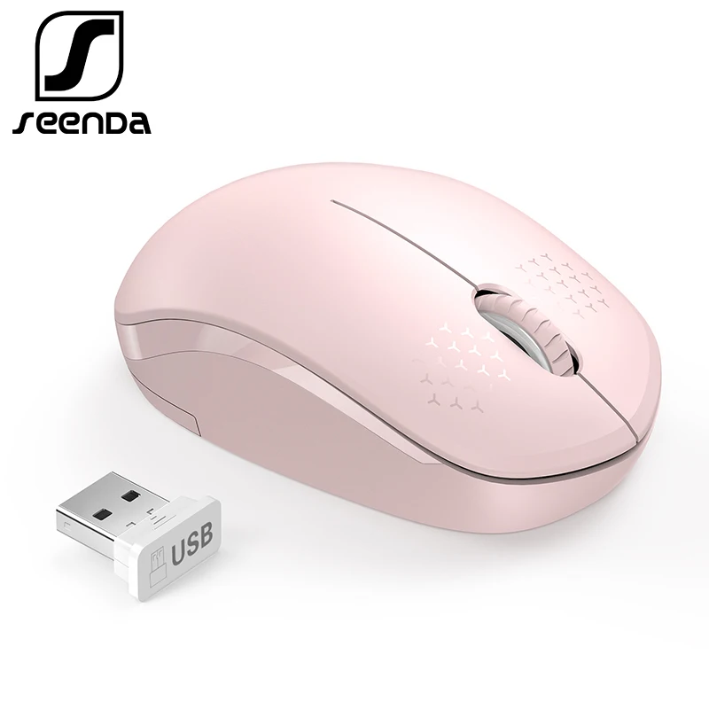 Best Price SeenDa Pink 2.4G Wireless Mouse for Laptop Desktop Silent ...
