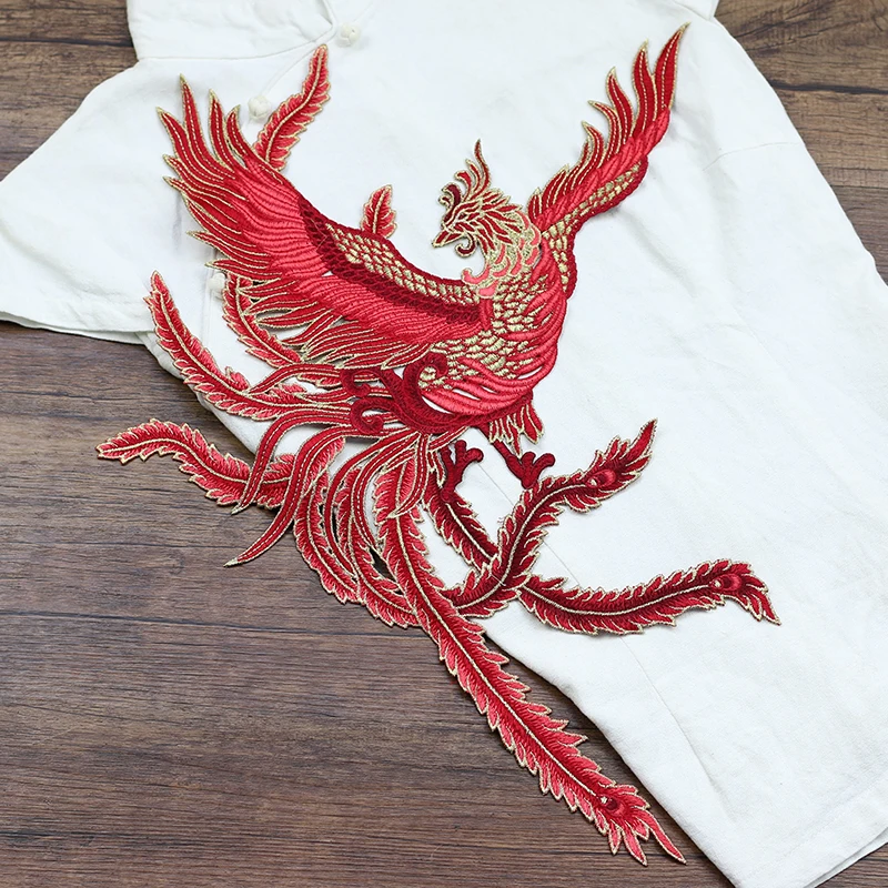 1 PCS Large 3 Colors Phoenix Embroidered Patch Sew On Garment Appliques ...