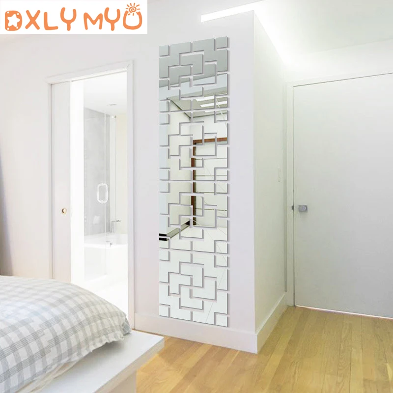 3D-Creative-Wall-Stickers-Geometric-Quadrangle-Design-Acrylic-Mirror ...