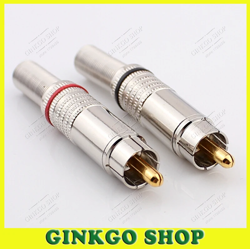 25pcs/lot Copper Stereo Closed RCA Audio Video Male Plug Connector ...