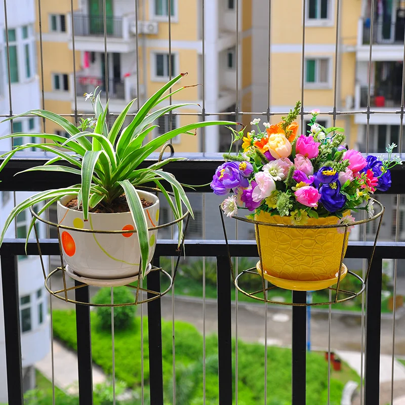 European-wrought-iron-flower-wall-railing-hanging-flower-shelf-balcony ...