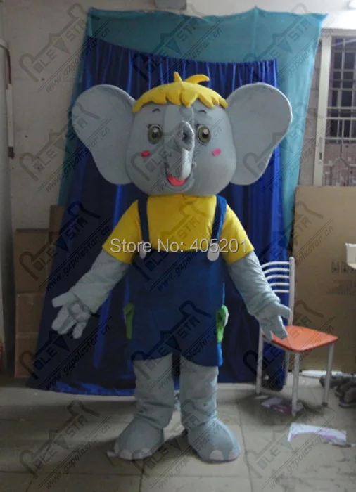 cute koala elephant mascot costumes yellow shirt blue bib shy animal ...