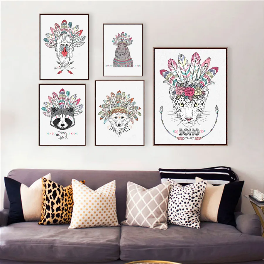 Aztec-Poster-Kunstdrucke-Hand-Gezogen-Aztec-Stil-Tier-Darstellung ...