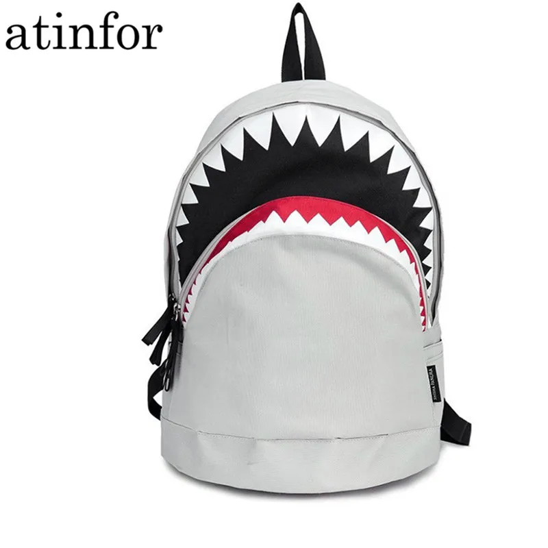 Cool Book Bag Big Shark Cartoon Backpack Black Bookbags Fashion primary ...