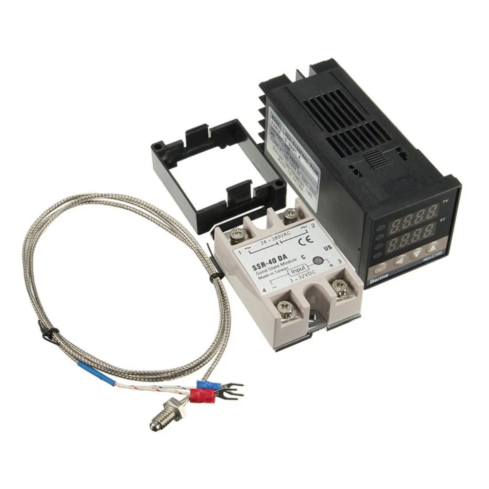 220V PID REX C100 Temperature Controller with Max 40A SSR and K ... 220V PID REX C100 Temperature Controller with Max 40A SSR and K ...