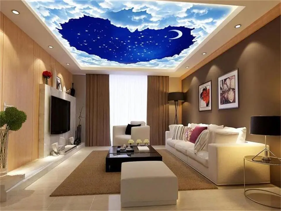 Custom Size 3d Wallpaper Ceiling Room Mural Photo Heart Shaped Cloud ...