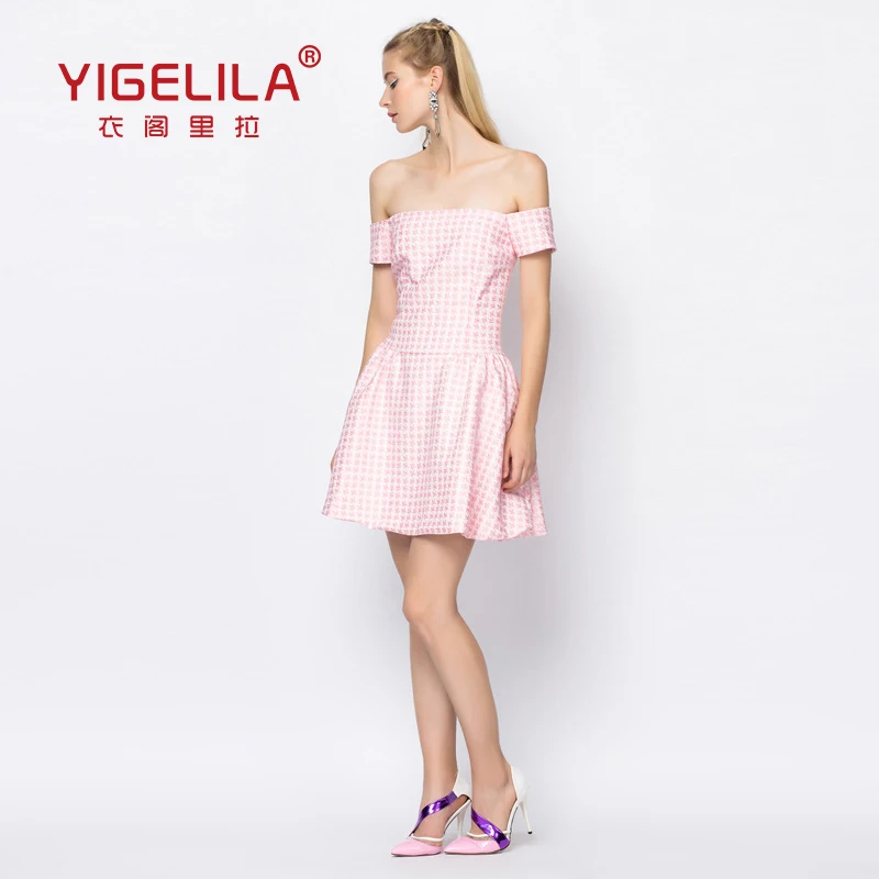 Buy Yigelila 6726 Latest Summer New Pink Slash Neck