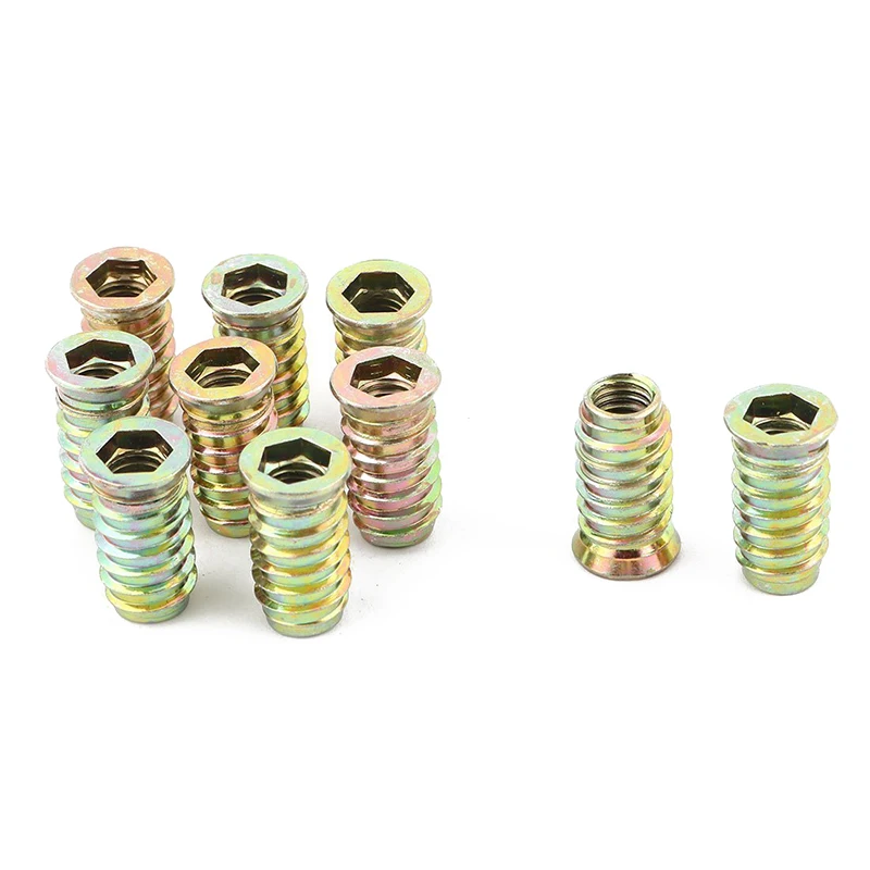 BHTS 10pcs M10 x 30mm Hex Socket Screw Thread Insert Nut for Wood-in ...