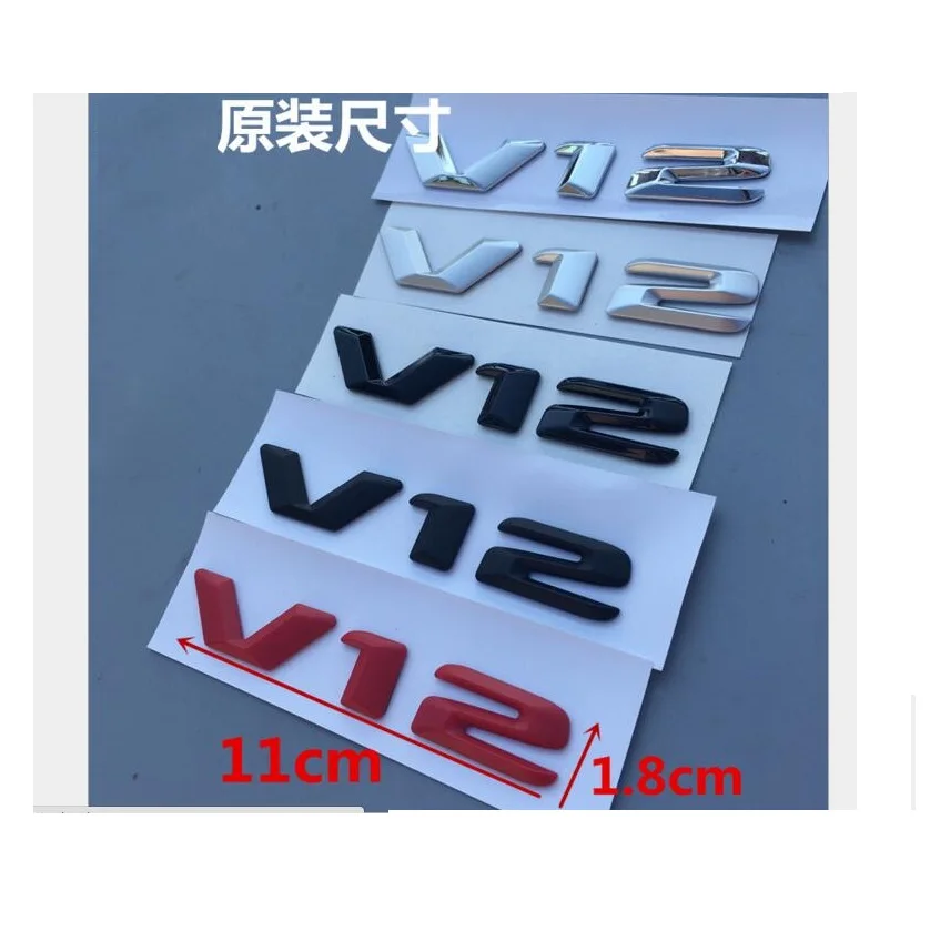 Chrome Matt Gloss Black V12 V 12 Letters Fender Badges Emblems Emblem ...