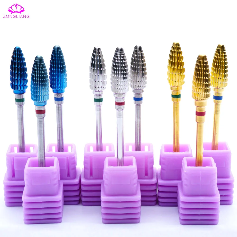 Blue Tungsten Round Flame Nail Drill Bit Carbide Milling Cutter ...