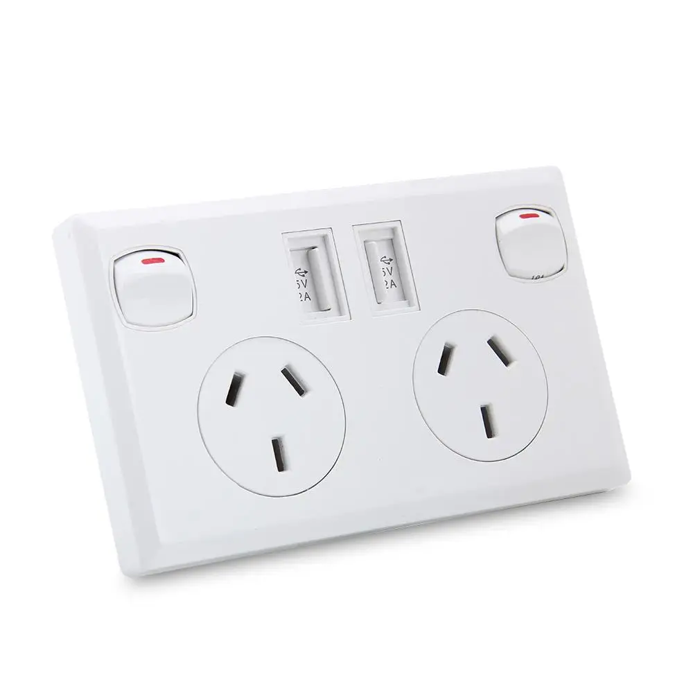 Usb Plug Electric Socket | Socket 2 Switches Au Plug | Usb Wall Power ...