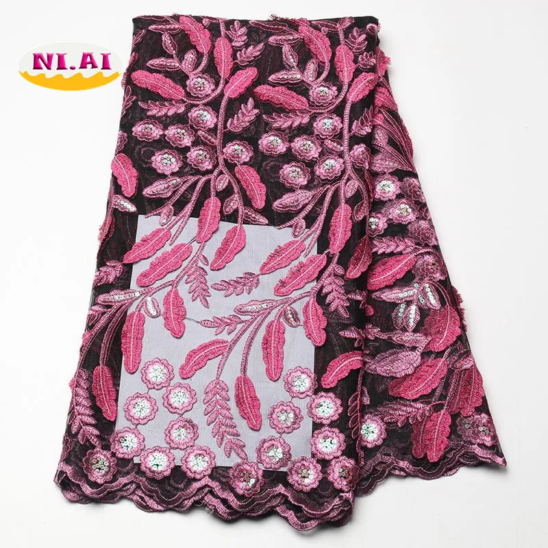 Online Fabric Store Fushia Pink Lace Fabrics For African Parties, Mesh ...