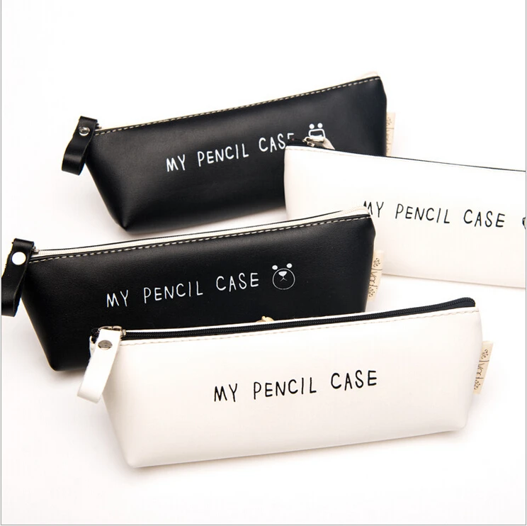 Best Deal Pencil Case Classical Black And White Color Waterproof PU ...