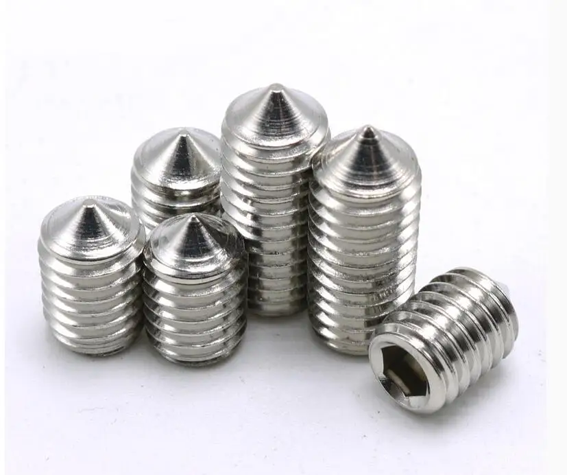 50pcs M3 M4 M5 304 Stainless Steel Grub Screws Cone Point Hexagon Hex