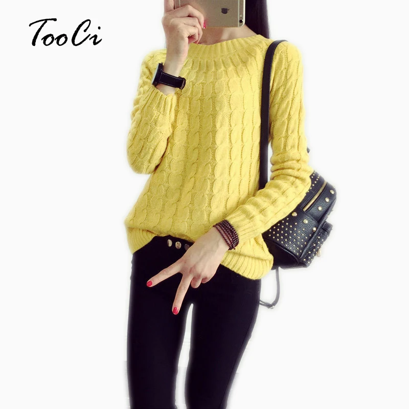 2018 Women Knitted Sweater And Pullovers Solid Color Casual 9 Colours