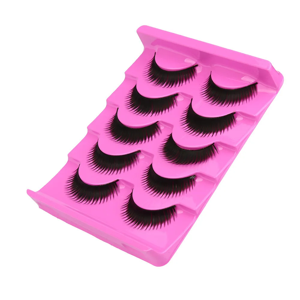2018 Full Strip Lashes 5 Pair Fashion Natural Handmade Long False Black ...