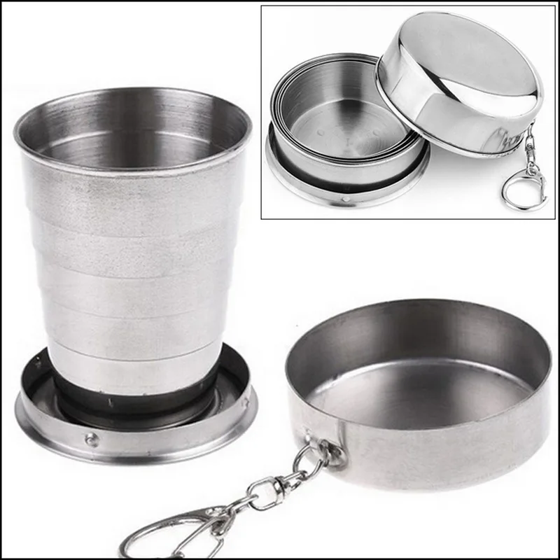 by DHL or EMS 100 pcs Stainless Steel Portable Folding Cup Mug ...