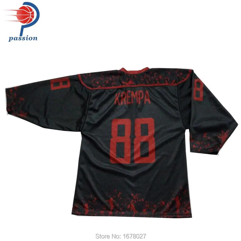 Black and White Blood Red Lace Up Ice Hockey Jerseys with Sublimated ...