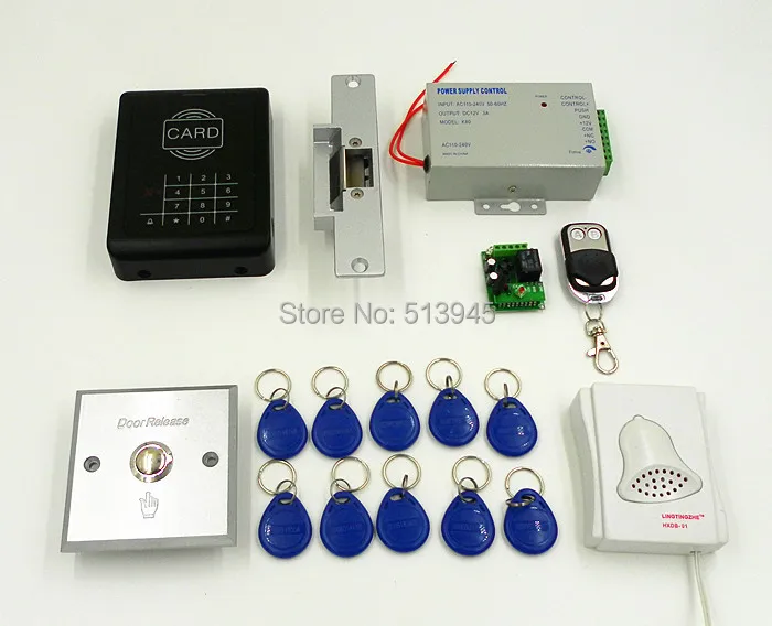 RFID 125KHz Keypad Access Control Security System Kit + Electric Strike ...