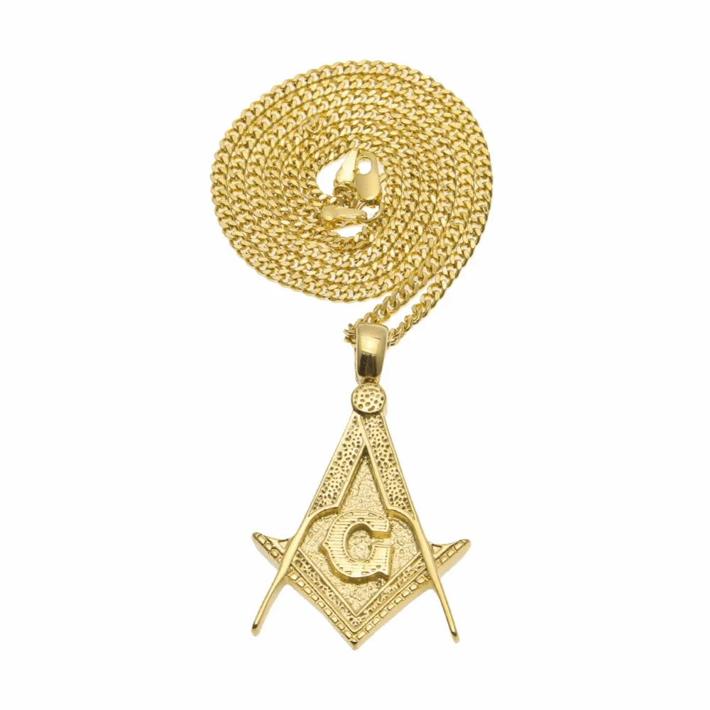 Solid 14k Gold Diamond Freemason Pendant /Masonic Symbol, 43% OFF