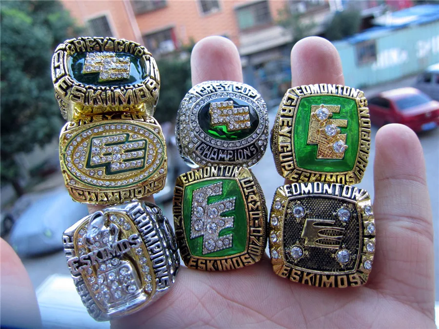 7 PCS CFL EDMONTON ESKIMOS GREY CUP CHAMPIONSHIP RING Set Together Fan ...