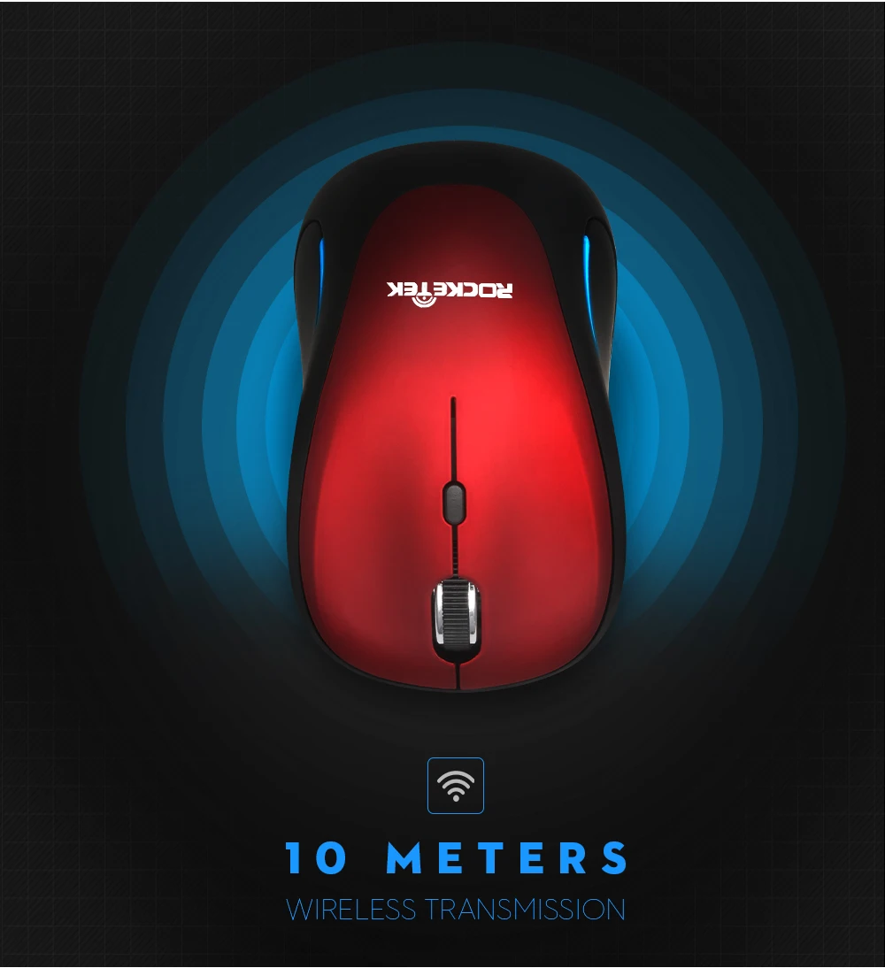 Rocketek USB Wireless Mouse 2.4G 1600DPI 3 buttons ergonomic for imac ...