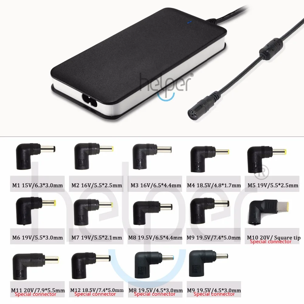 14 Dc Connector Tips 90 Watt Ultra Slim Universal Laptop Ac Charger ...