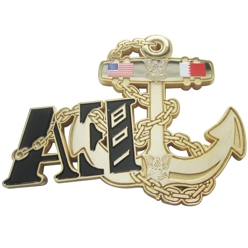 Soft Enamel Die Casting Metal Anchor Challenge Coins For Military - Non ...