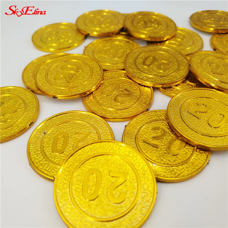 100pcs Plastic Viking Gold Coin Mixed Chips Prop Coin Toy Game Currency ...