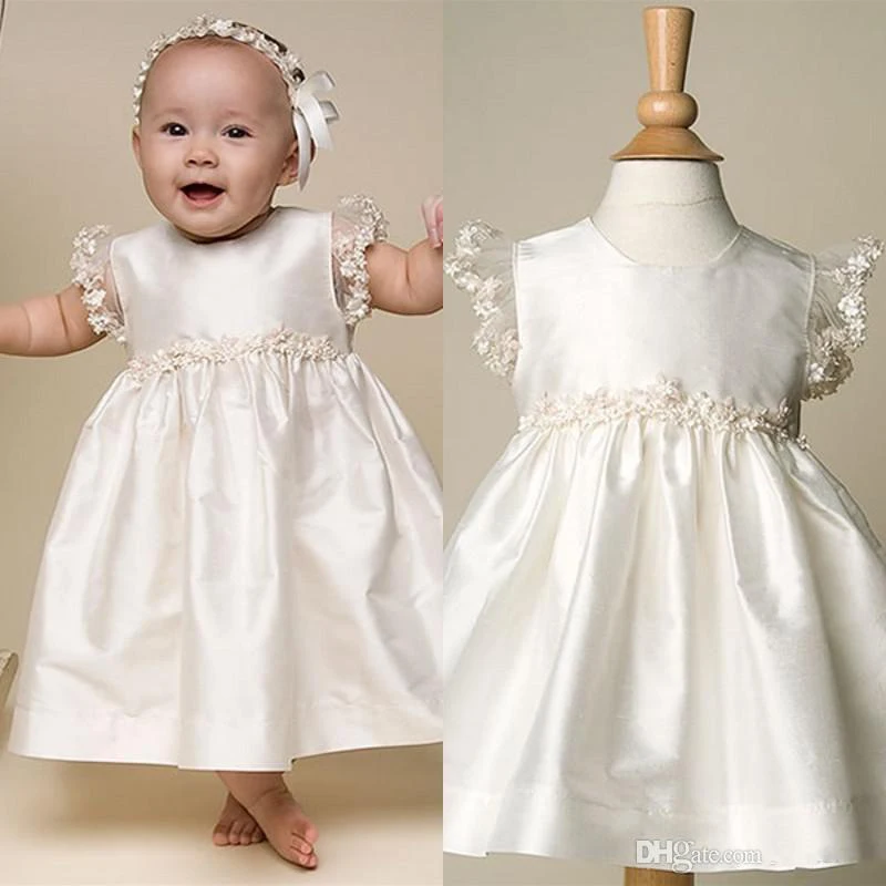 Lovely First Communion Dresses Taffeta and Lace Sleeveless Infant Baptism Gown Baby Girls and ...