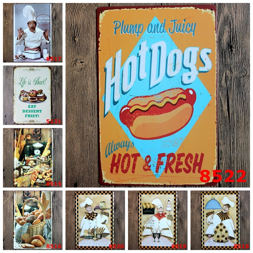 Cook Food Sign Logo Plaque Vintage Metal Painting Wall Sticker Iron ...