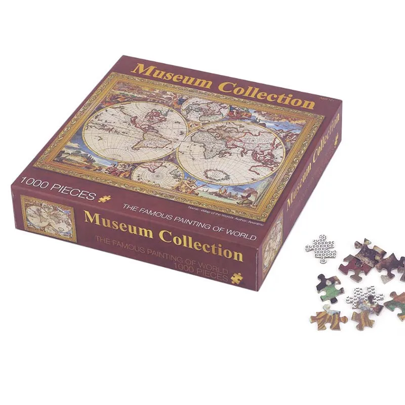 1000 pieces Adult Puzzle Famous World MapThicker Paper Puzzle Cartoon ...
