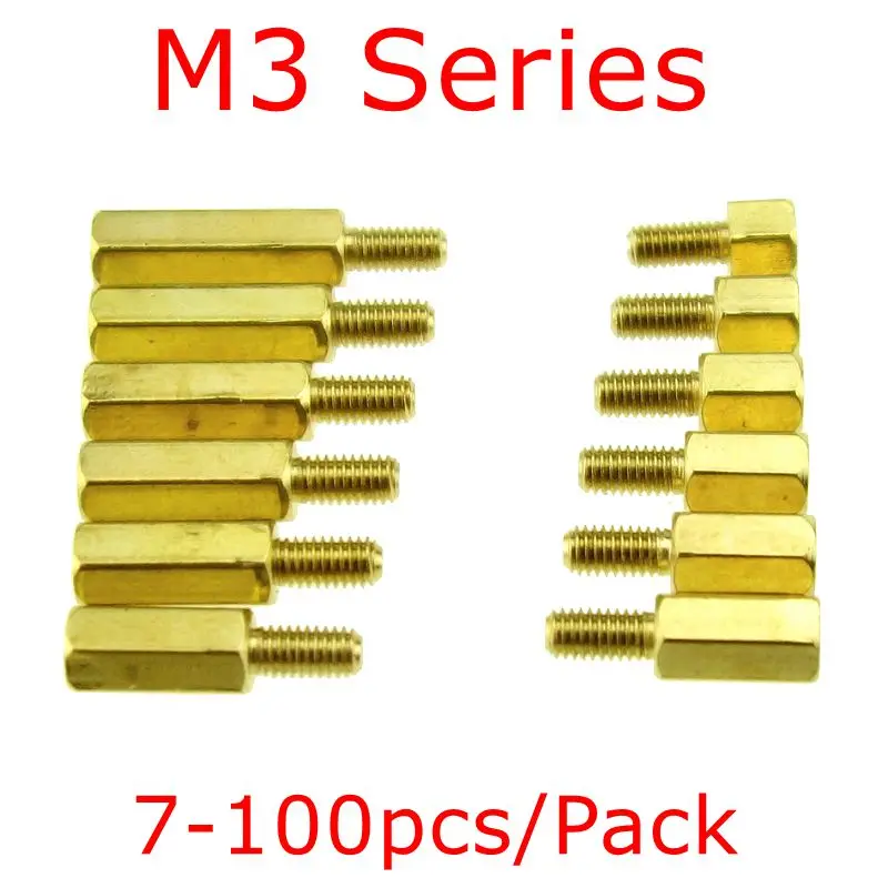 20 pcs or 100 pcs /pack M3 Series Brass Copper M3 Hex Column Standoff ...