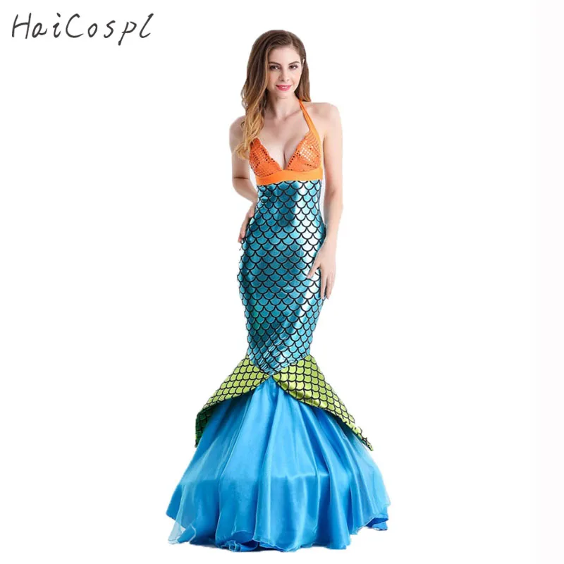 Women Mermaid Costume Sexy Dress Women Mermaid Tail Dresses Halloween Beach Cosplay Costumes